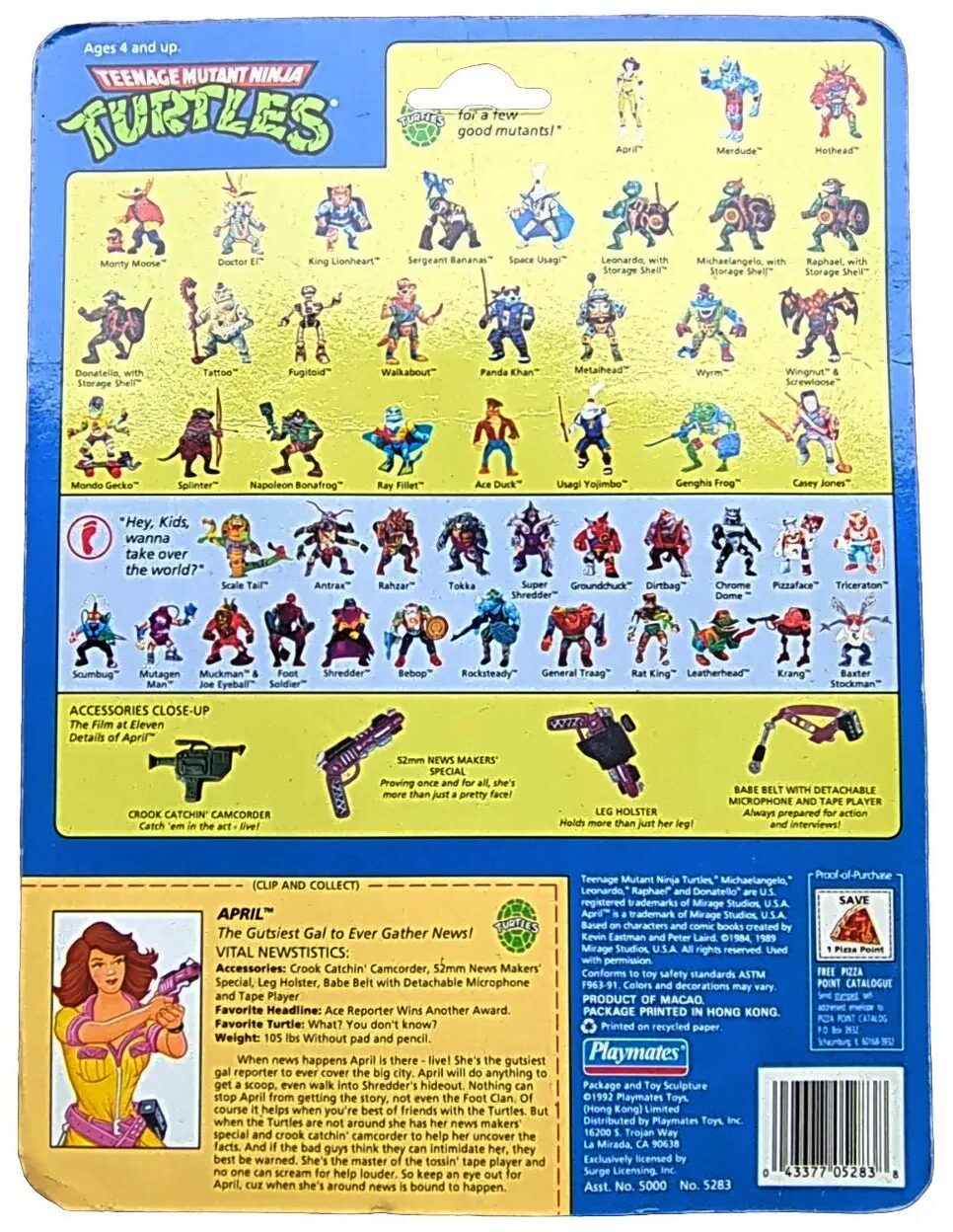 Vintage 1992 Playmates Teenage Mutant Ninja Turtles April O'Neil “The ...