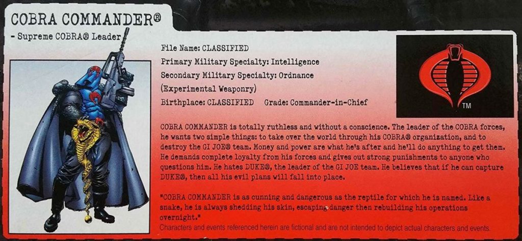 2001 G.I. Joe Cobra Commander “12 Inch Deluxe w/Snake staff”