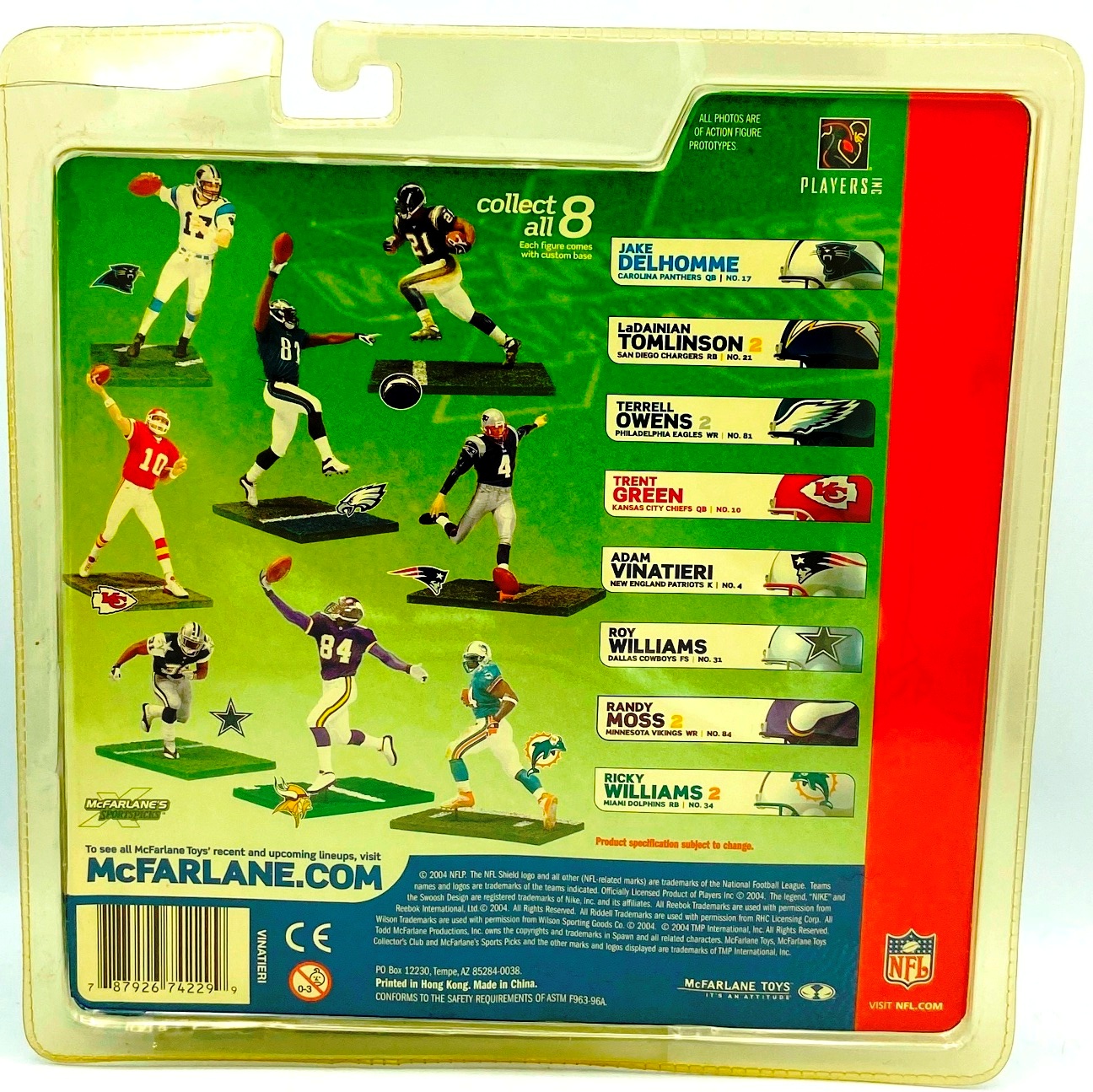 2004 McFarlane NFL Adam Vinatieri (Rookie 2-Bar Face Guard) S-10