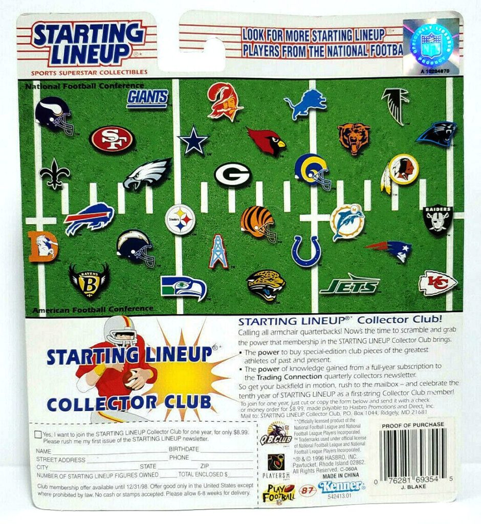 Jeff Blake “Black & White Uniform w/NFL Trading Card” (Greatest Sports ...