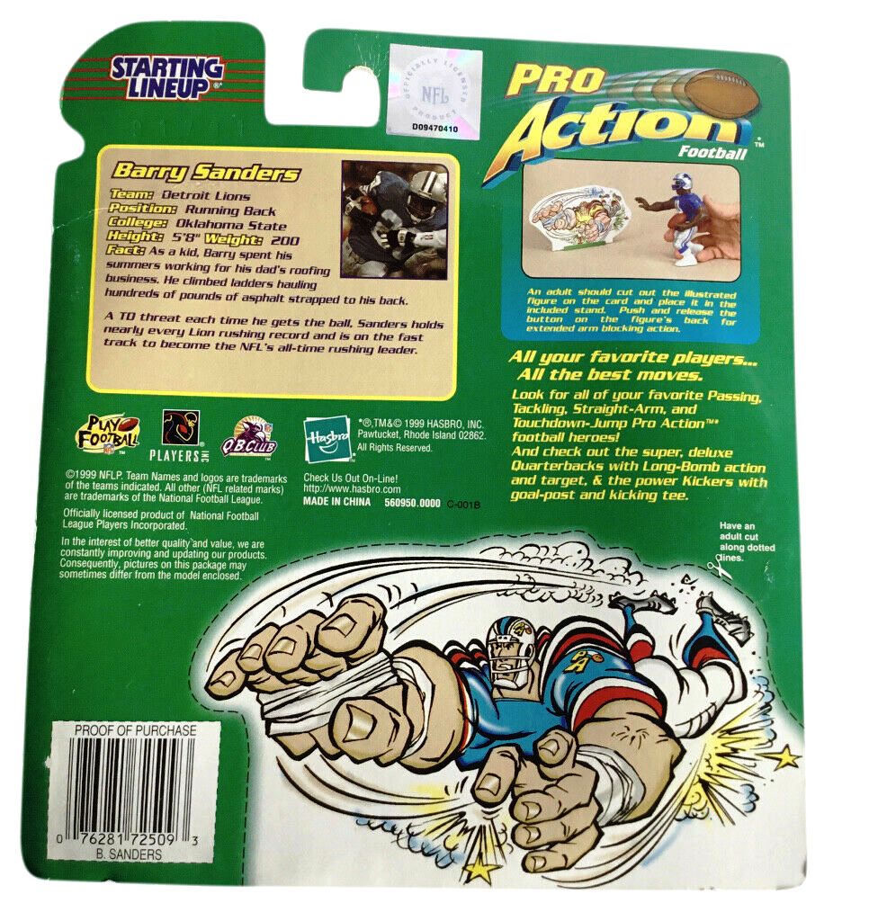 Barry Sanders “Pro-Action w/Straight Arm Action” (Hasbro NFL Starting ...