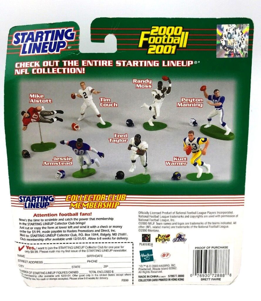 Brett Favre “Yellow & White Uniform w/NFL Trading Card” (Greatest ...