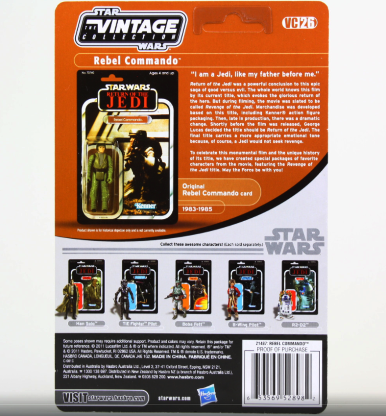 2010 Star Wars Rebel Commando ROTJ Variant "UnPunched" Card #VC26