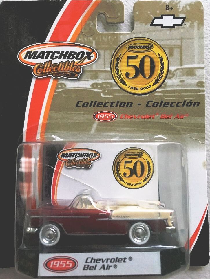 1955 Chevy Bel Air Convertible! Dark Red & Tan #5 of 6 (Matchbox “50th ...