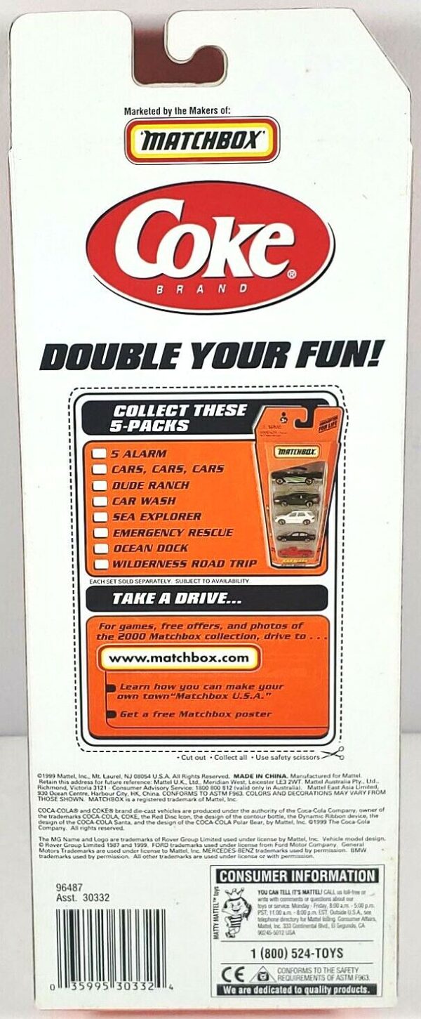 COCA-COLA “w/Yellow-Corvette!” Exclusive Designs (MATCHBOX 5-PACK 1:64 ...
