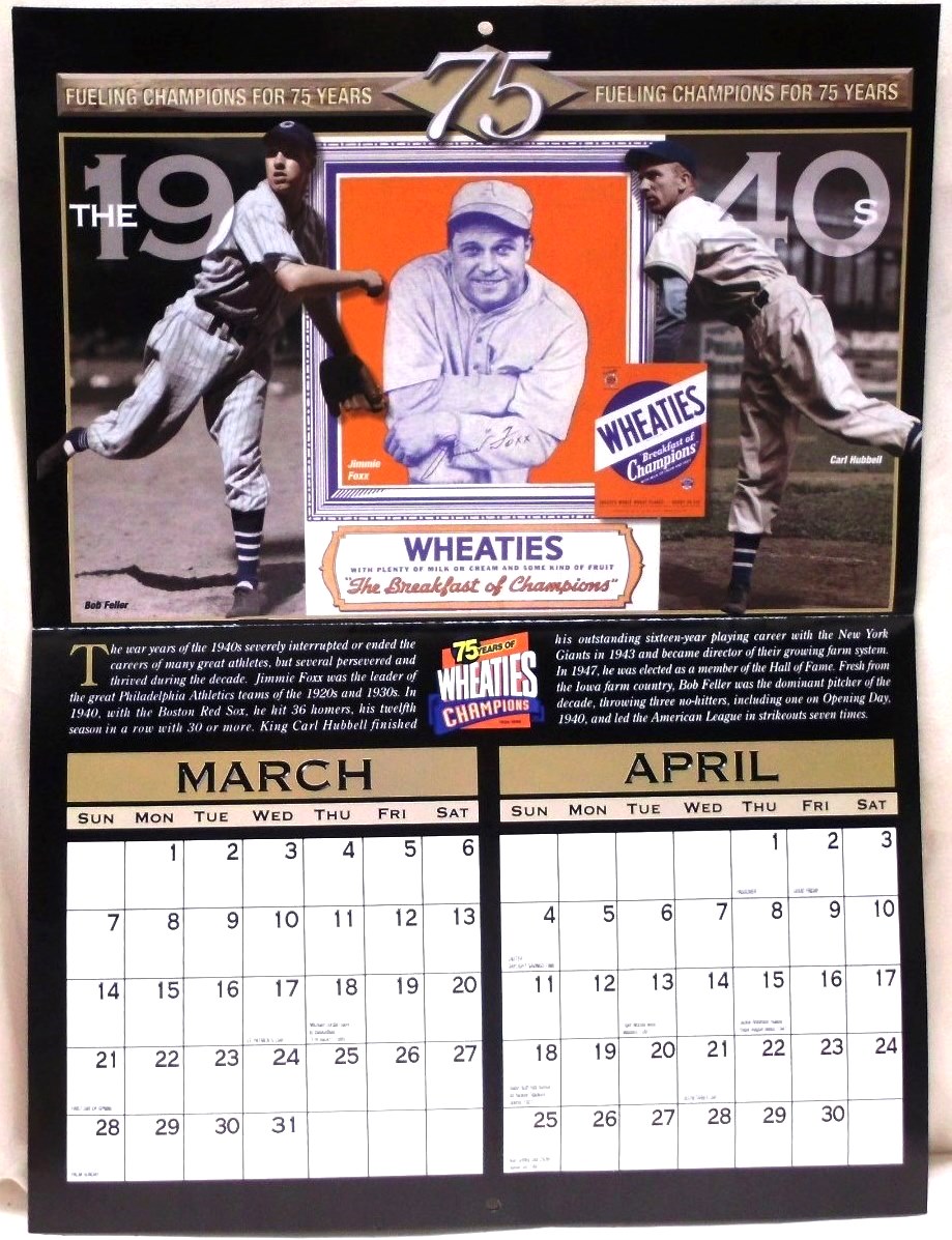 Wheaties Multi-Sports Calendar "75 Years Of Champions 1924-1999 ...