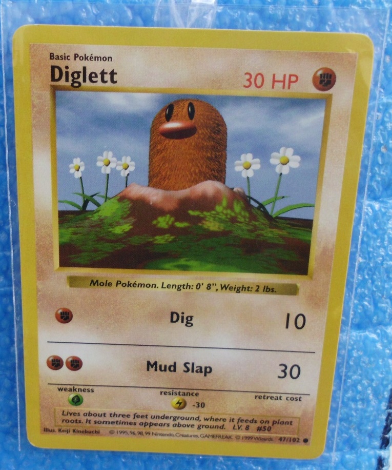 Diglett (Card #47/102 *Shadowless Borders*) “Pokemon Unlimited Base Set ...