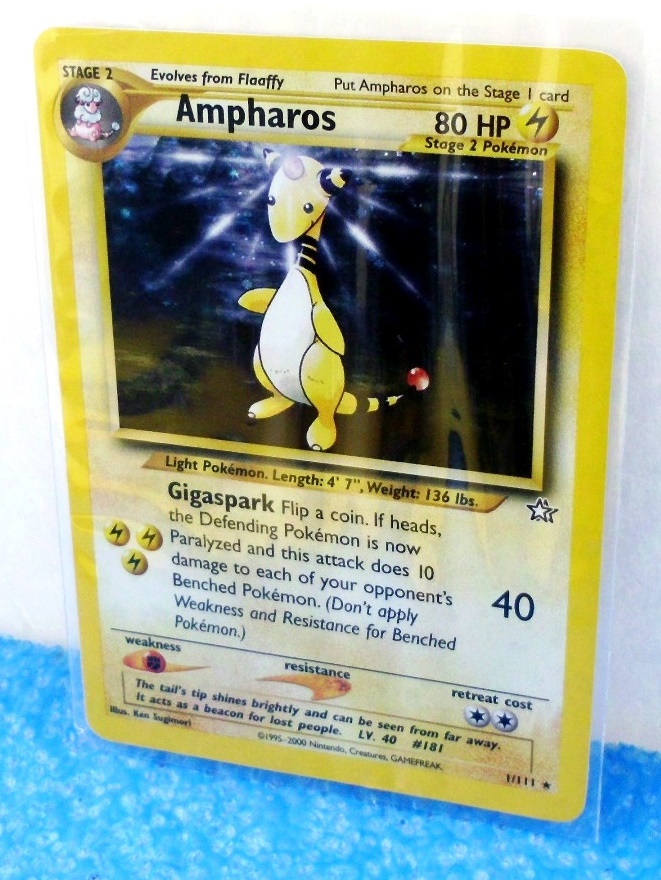 Ampharos (Card #1/111) “Pokemon Neo Genesis Unlimited Edition Holo Foil Base Set” (Wizards Of ...