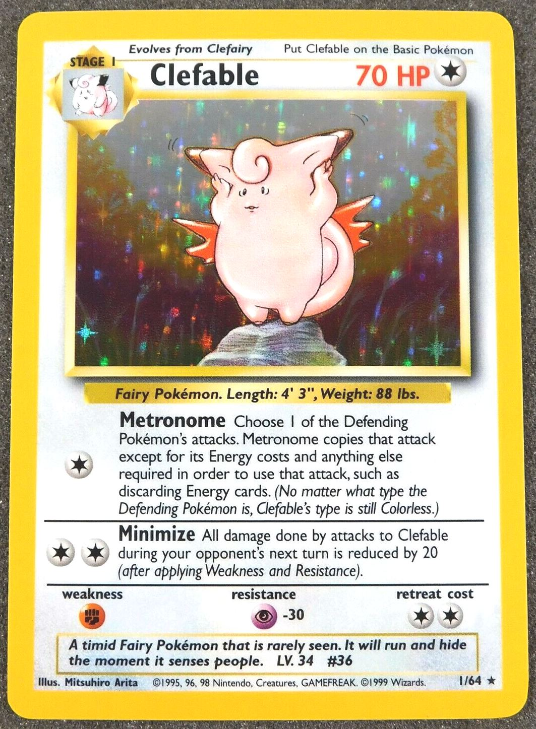 Clefable (Card #1/64) “Pokemon Jungle Unlimited Edition Holo-Foil Base ...
