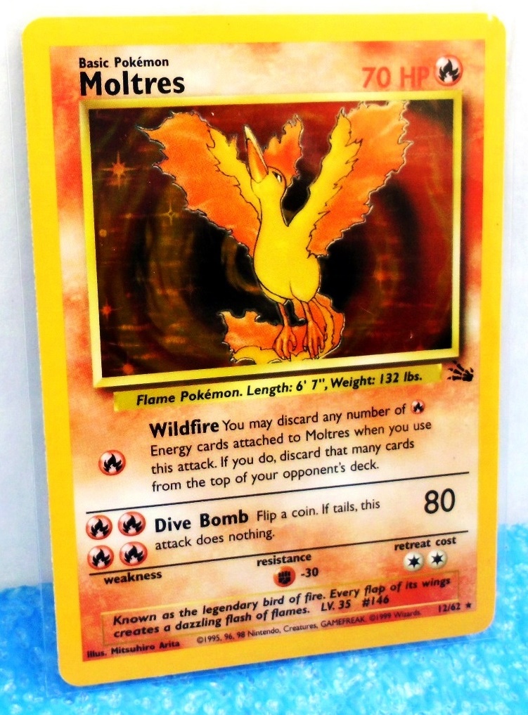 Moltres (Card #12/62) “Pokemon Fossil Unlimited Booster Holo Foil Base ...
