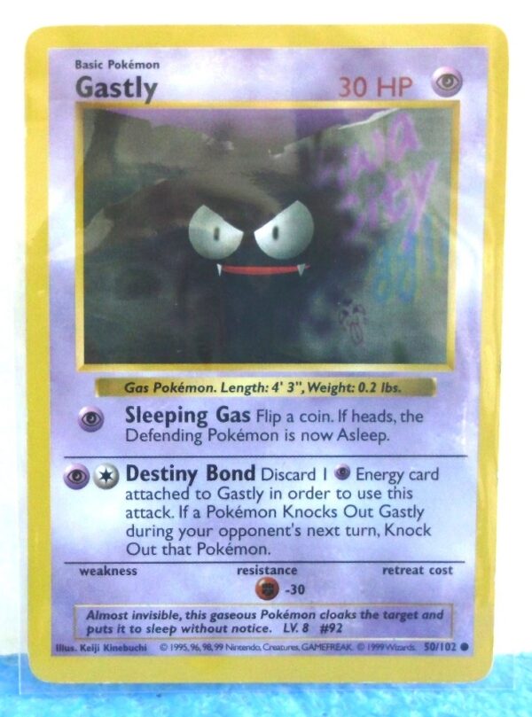 Gastly (Card #50/102 *Shadowless Borders*) “Pokemon Unlimited Base Set” (Wizards Of The Coast ...