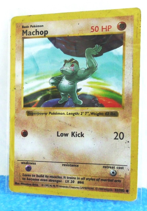 Machop (Card #52/102 *Shadowless Borders*) BACKSIDE DAMAGE-PLAYED-CARD ...