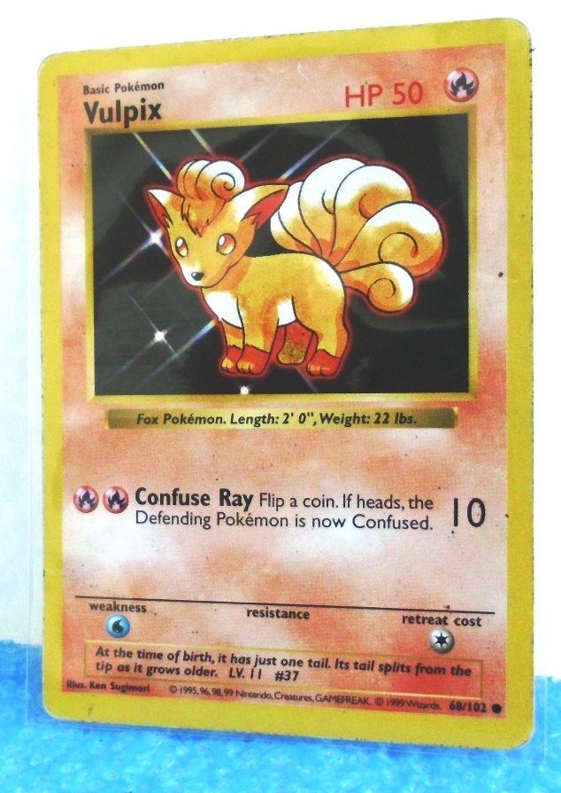 Vulpix (Card #68/102 *Shadowless Borders*) NM-PLAYED-CARD “Pokemon ...