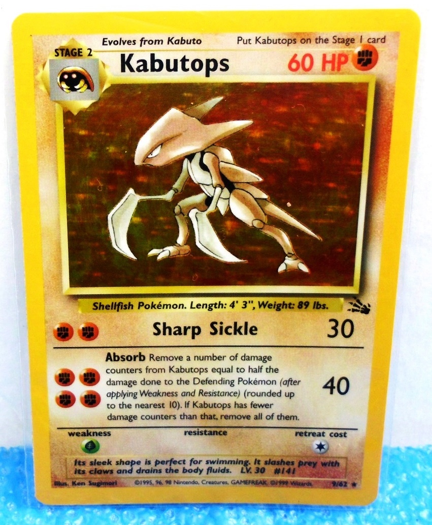 Kabutops (Card #9/62) “Pokemon Fossil Unlimited Booster Holo Foil Base ...
