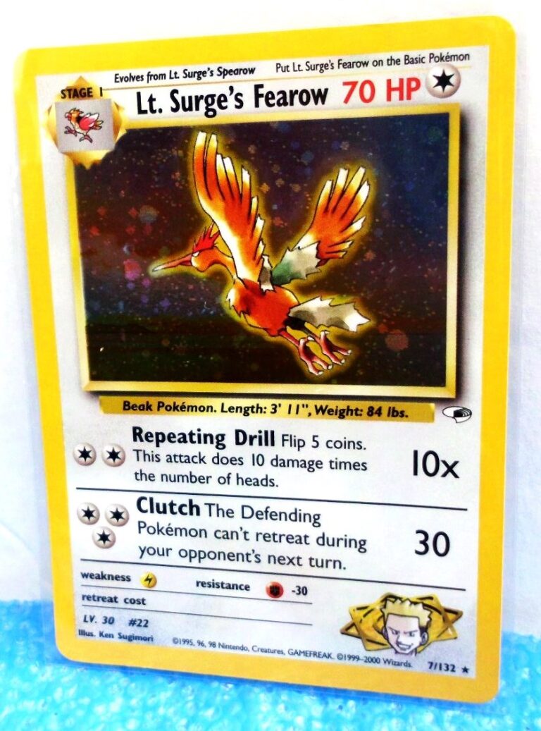 Lt. Surge's Fearow (Card #7/132) “Pokemon Gym Heroes Unlimited Edition ...