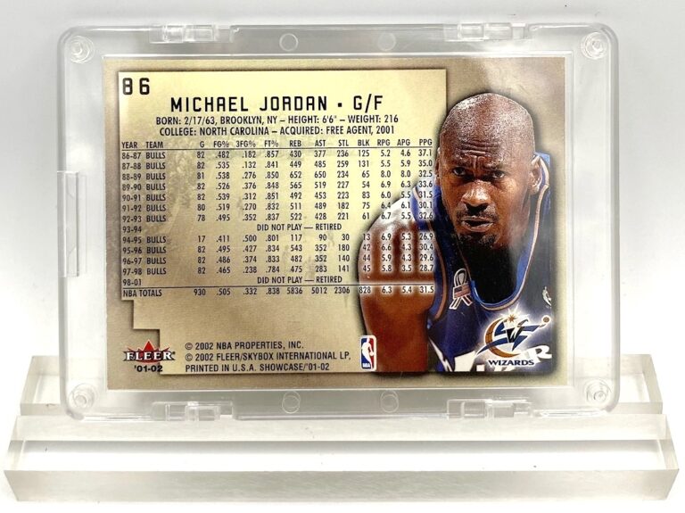 2002 Fleer Showcase Michael Jordan #86 ("Wizards") Gold Script