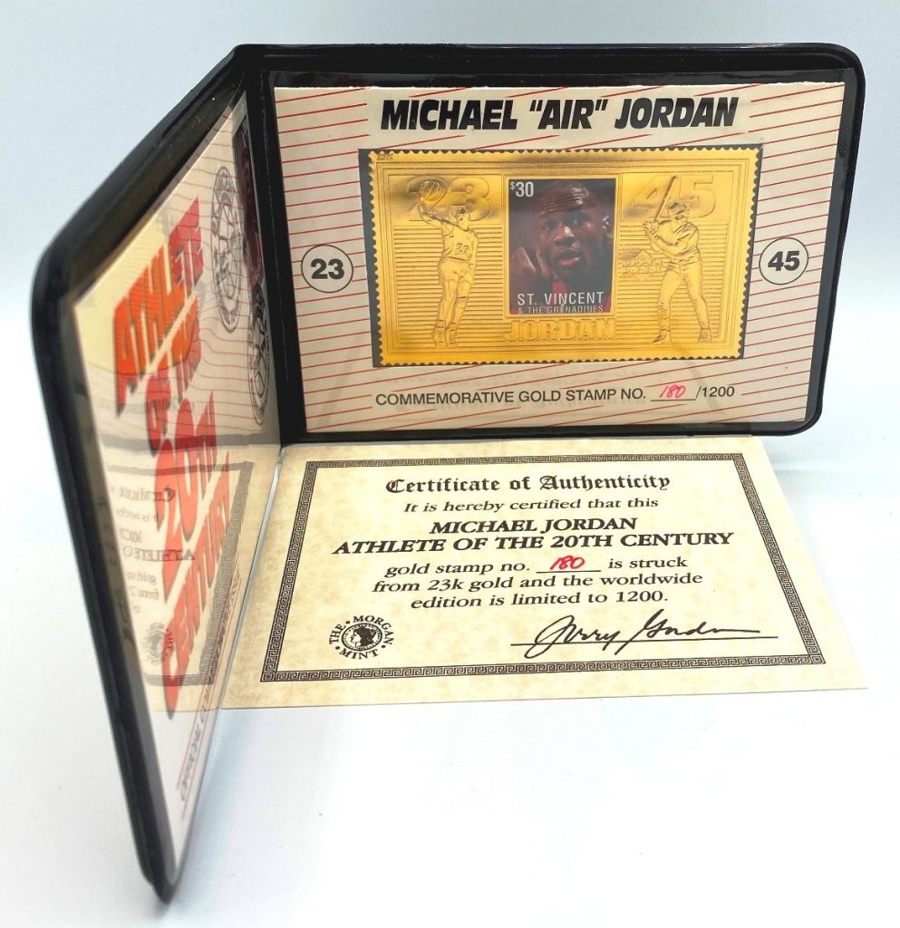1999 UD Michael Jordan St Vincent's 23k Gold Stamp & Wallet #180
