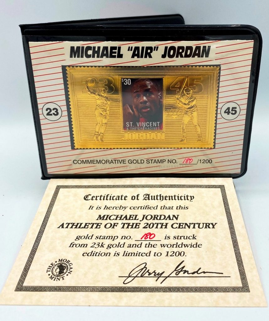 1999 UD Michael Jordan St Vincent's 23k Gold Stamp & Wallet #180
