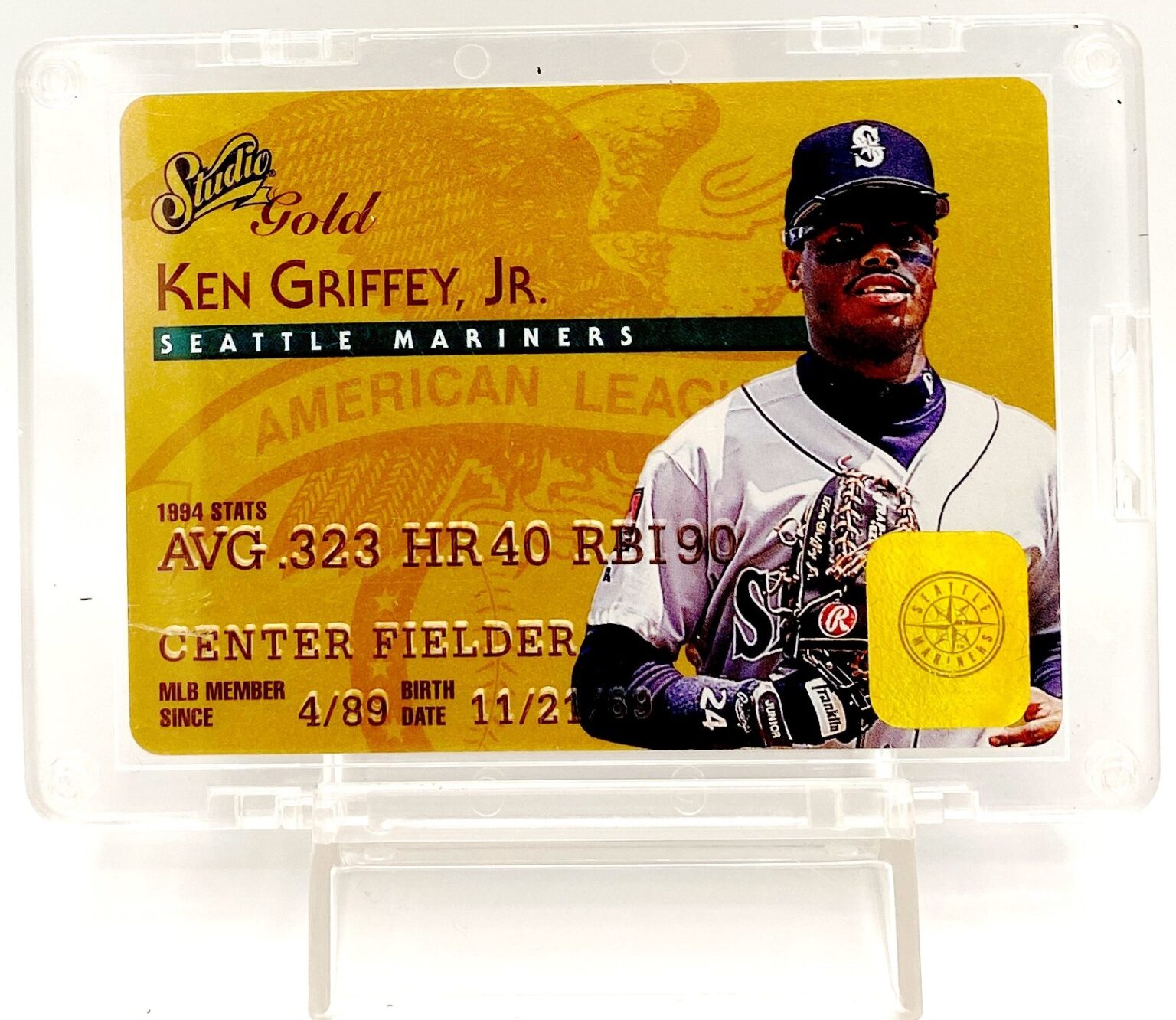 1995 Studio Gold Authentic Ken Griffey Jr Autograph Card #5/50