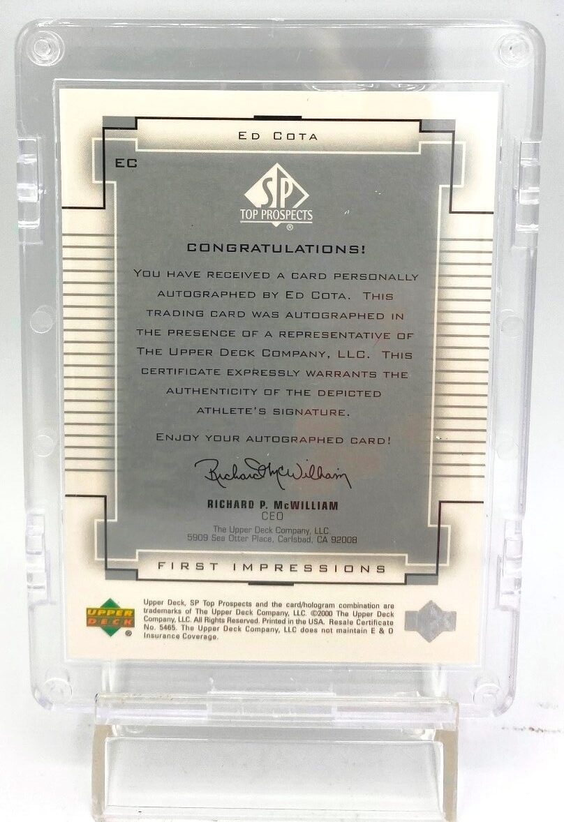 2000 SP Top Prospects 1st Impressions Ed Cota RC #EC Autographed