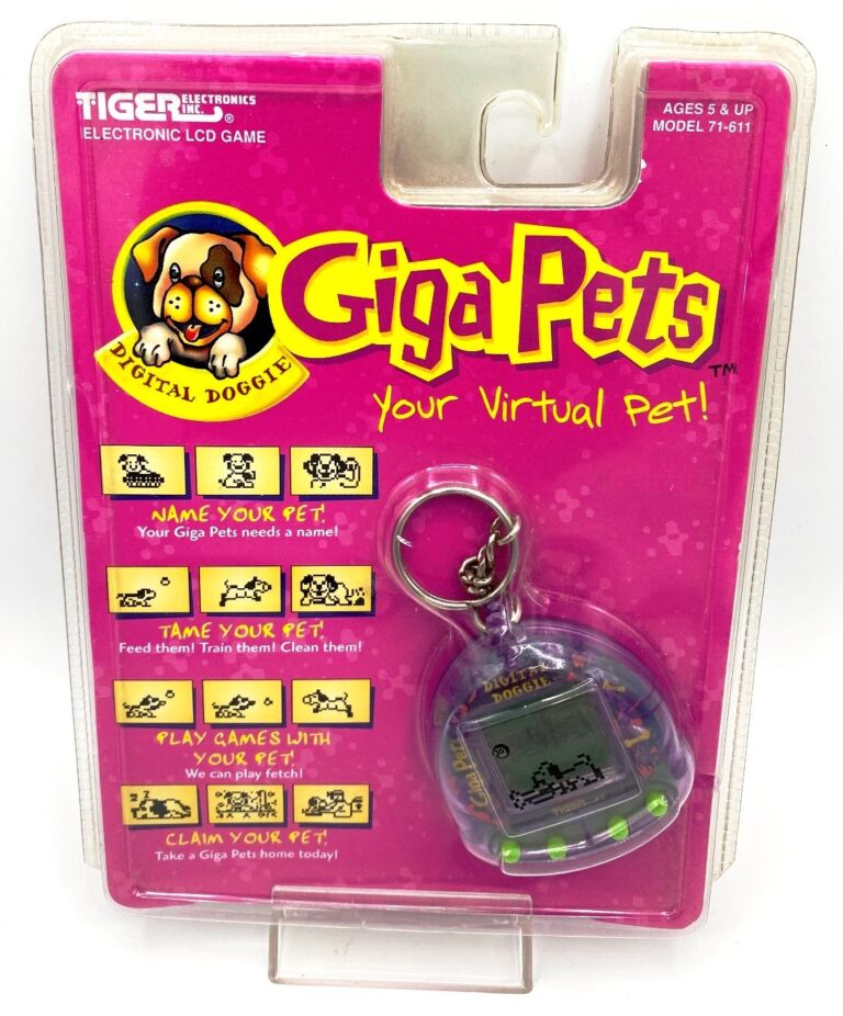 1997 GIGA PETS Digital Doggie "Virtual Pet" Transparent Purple