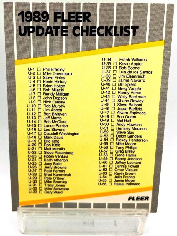 Vintage 1989 Fleer Major League Baseball Updated Series Trading Cards ...