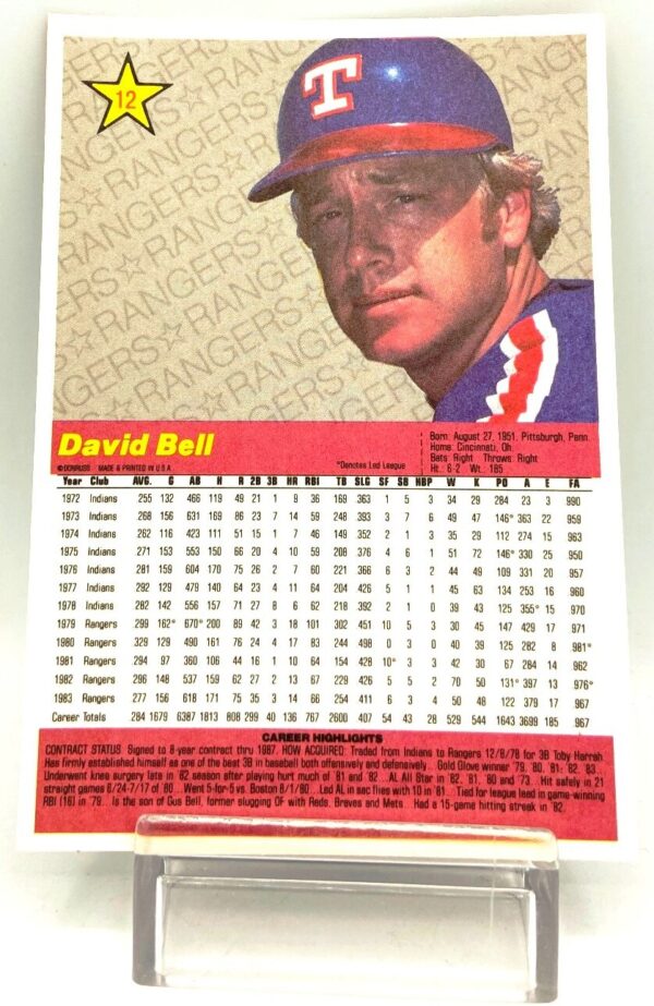 Vintage 1984 Donruss MLB Action All Stars Buddy Bell Card #12 ('84 ...