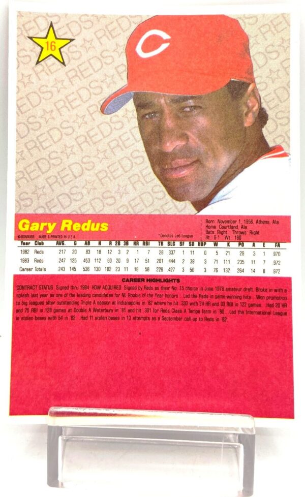 Vintage 1984 Donruss MLB Action All Stars Gary Redus Card #16 ('84 Reds ...