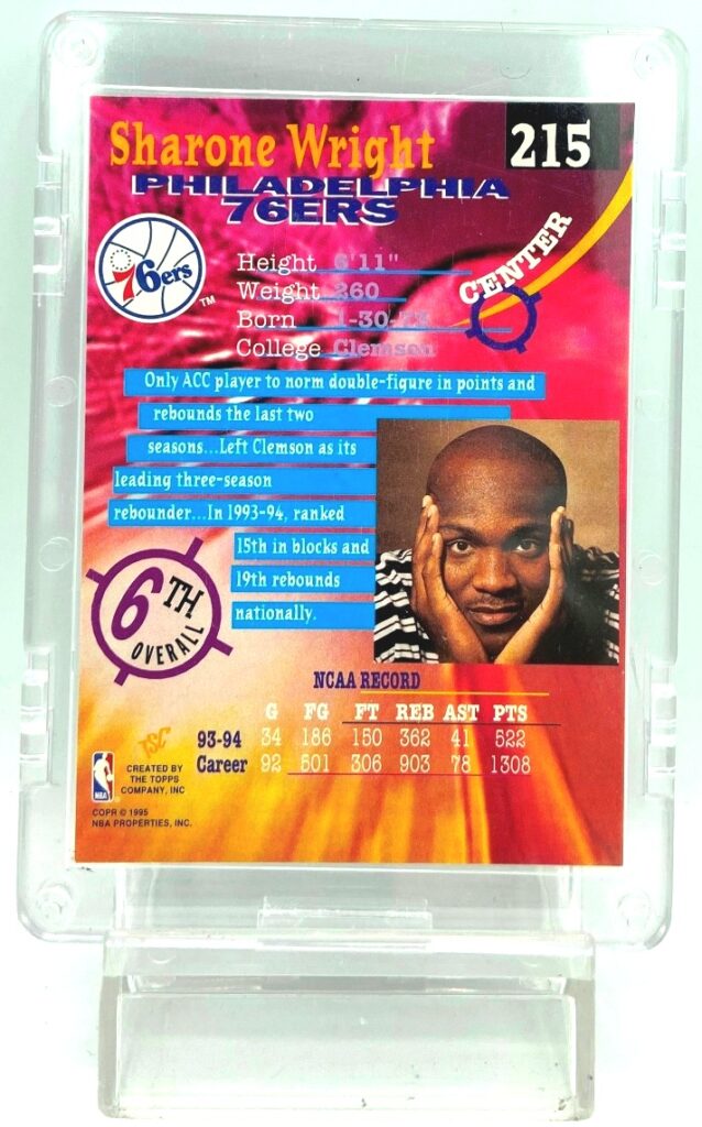 Vintage 1994 Topps Stadium Club Draft Pick '94 Sharone Wright Rookie ...