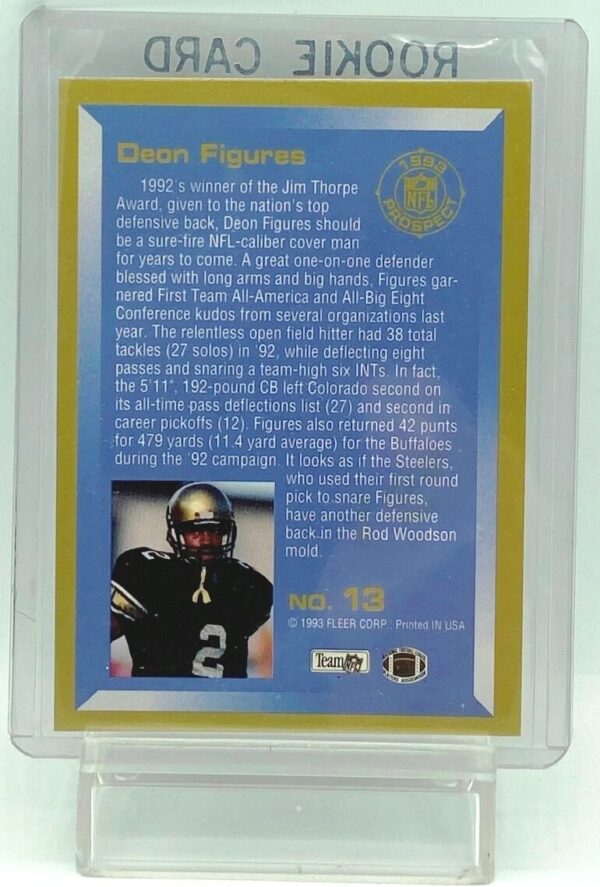Vintage 1993 Fleer NFL Prospect Deon Figures Rookie Card #13 Jersey #2 ...