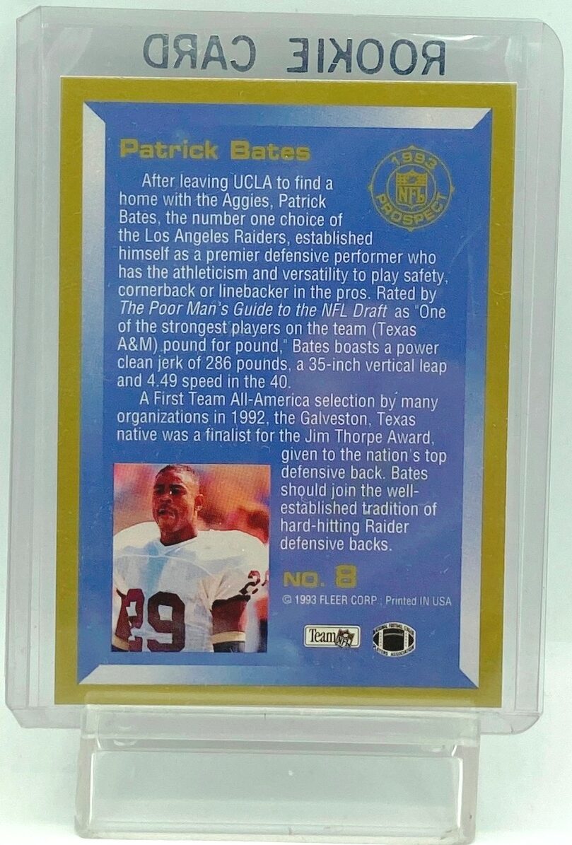 Vintage 1993 Fleer NFL Prospect Patrick Bates Rookie Card #8 Jersey #29 ...