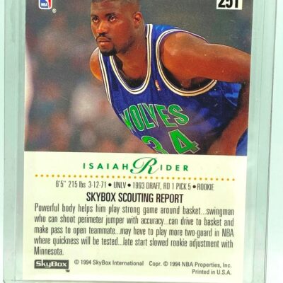 Vintage 1993-94 Edition Skybox Premium NBA Draft Isaiah Rider Rookie ...