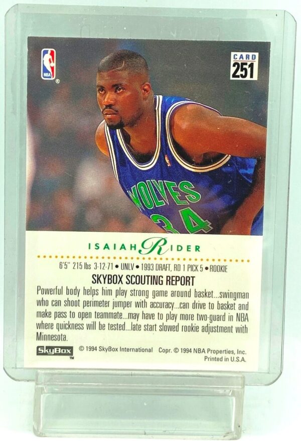 Vintage 1993-94 Edition Skybox Premium NBA Draft Isaiah Rider Rookie ...