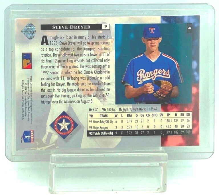 Vintage 1994 Upper Deck Star Rookies Electric Diamond Steve Dreyer ...