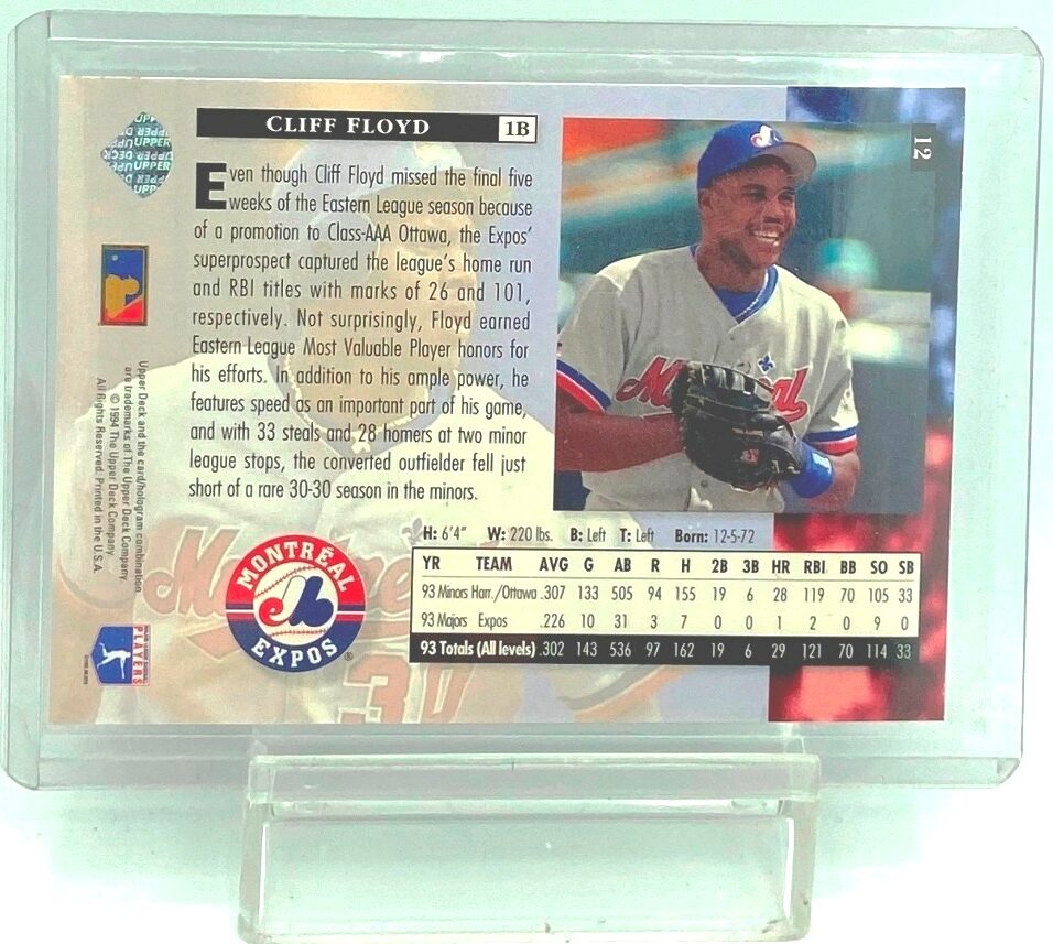 Vintage 1994 Upper Deck Star Rookies Cliff Floyd Rookie Card #12 ...
