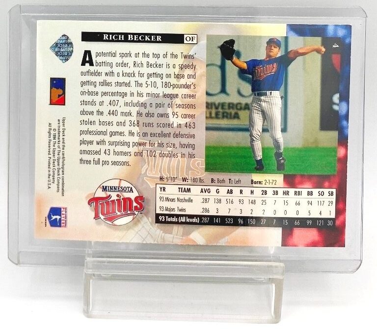 Vintage 1994 Upper Deck Star Rookies Rich Becker Rookie Card #4 ...