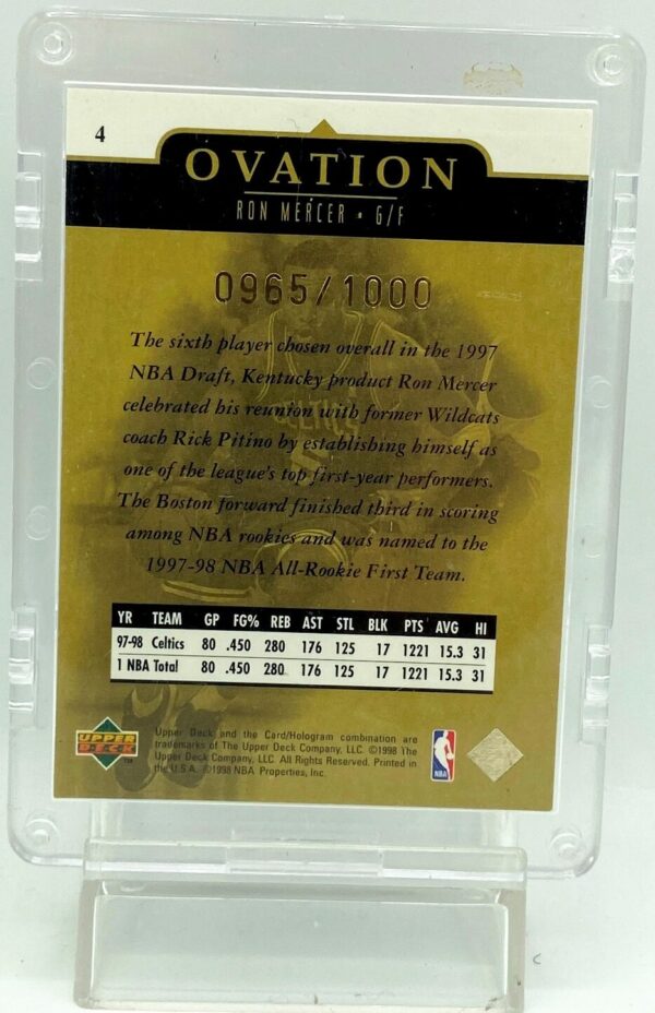Vintage 1998 Upper Deck Ovation Gold Parallel Ron Mercer Card #4 ...