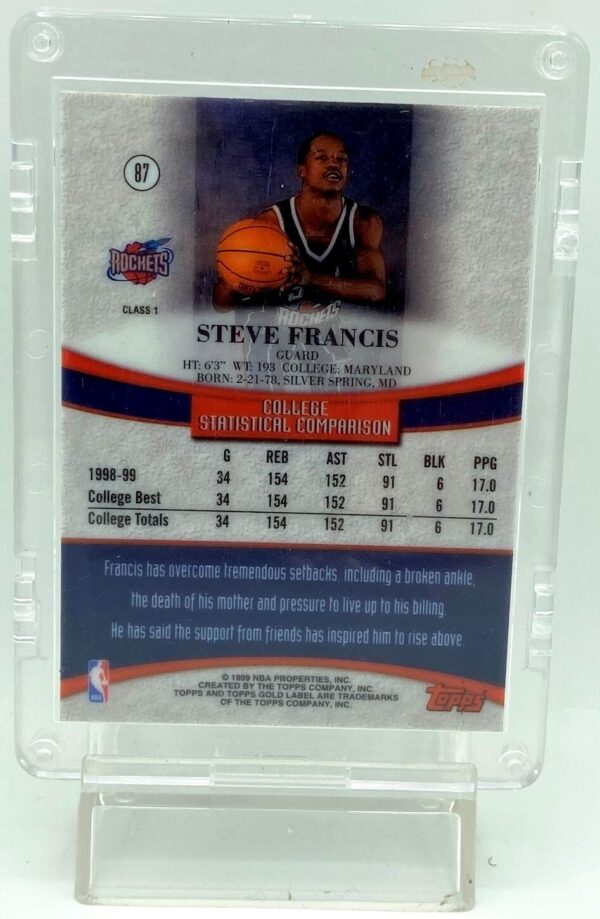 Vintage 1999 Topps Gold Label Rookie Card Steve Francis Refractor Card ...