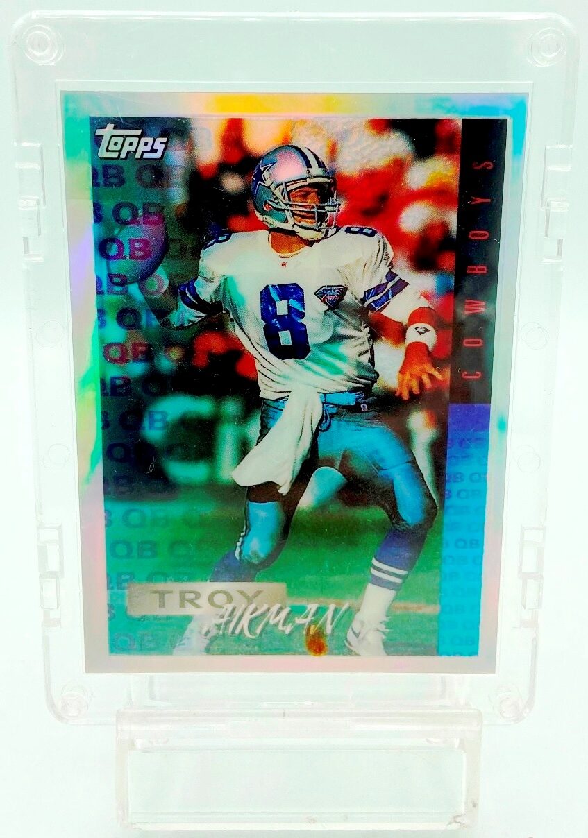 Vintage 1995 Topps Mystery Finest Refractor NFL Troy Aikman Quarterback Card #1 Team: Cowboys QB ...