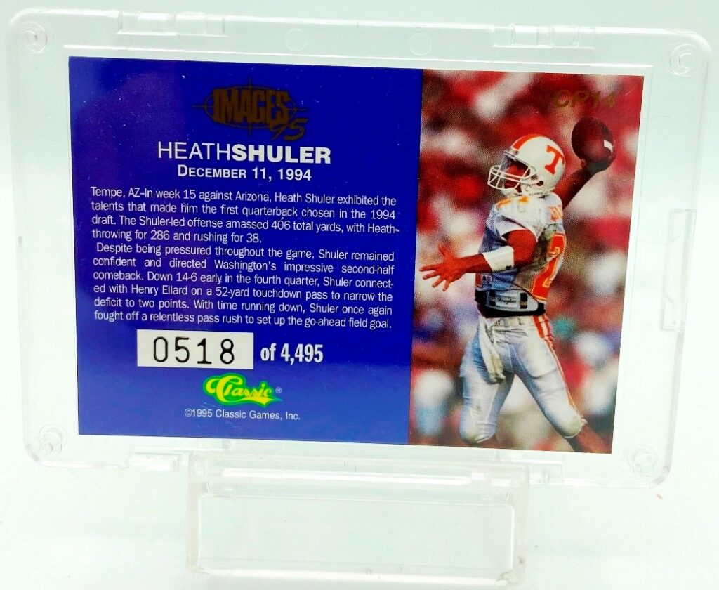 Vintage 1995 Classic Images 95 NFL Heath Shuler Rookie Card #CP14 ...