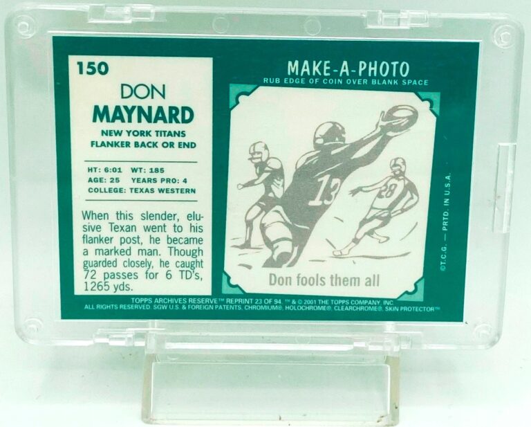 Vintage 2001 Topps Archives Reserve NFC Don Maynard Rookie Card #150 ...