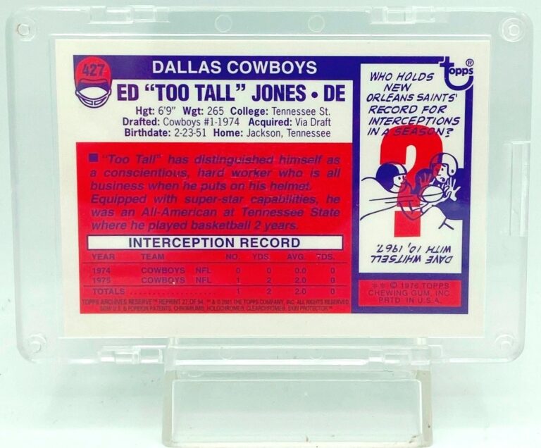 Vintage 2001 Topps Archives Reserve NFL "Ed TOO TALL Jones" Rookie Card ...
