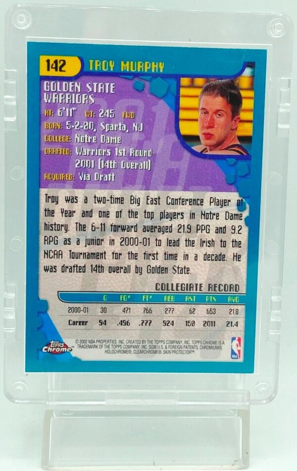 Vintage 2002 Topps Chrome NBA Troy Murphy Rookie Card #142 Team: Warriors, 2001 NBA Draft Pick ...