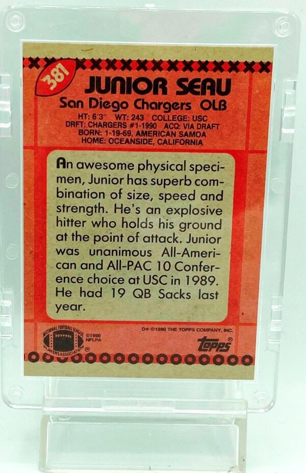 Vintage 1990 Topps NFL 1990 Draft Pick Junior Seau Rookie Card #381 ...