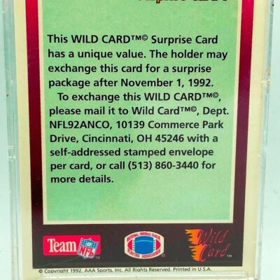 Vintage 1992 AAA Sports Wild Card NFL Surprise Card #1 ("Mail-In ...