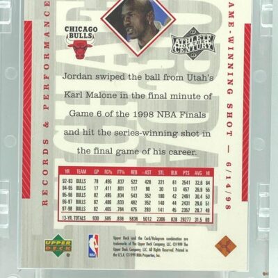 1999 Upper Deck AOTC Michael Jordan #89 Game Winning Shot-6/14/98