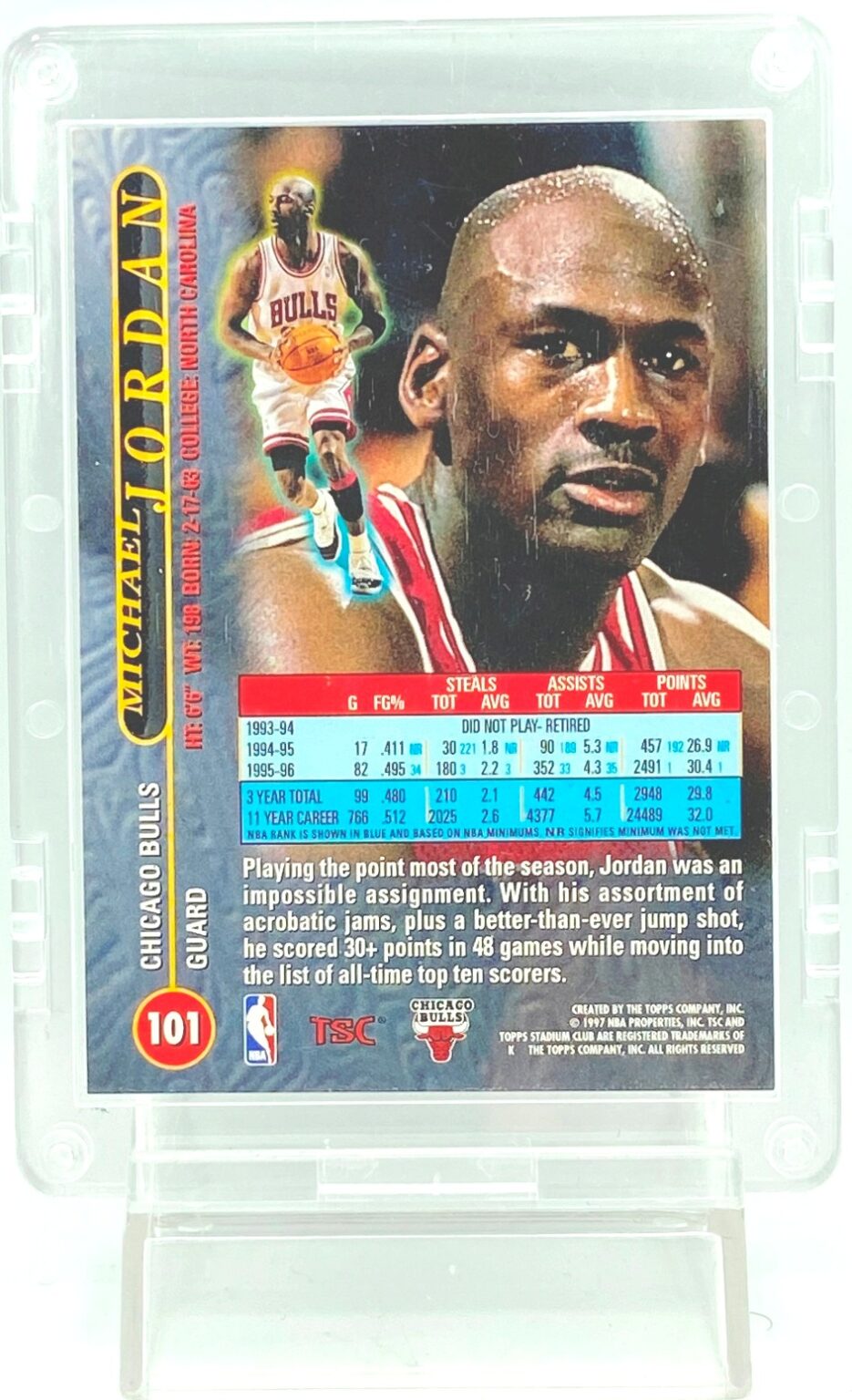 1997 Topps SC Gold Michael Jordan #101 Holo-Embossed Script Print