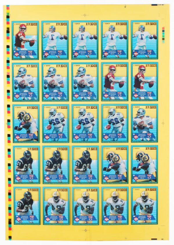 1994 EDGE FX NFL Un-Cut Exclusive Redemption Sheet 25-Cards 7-Players ...