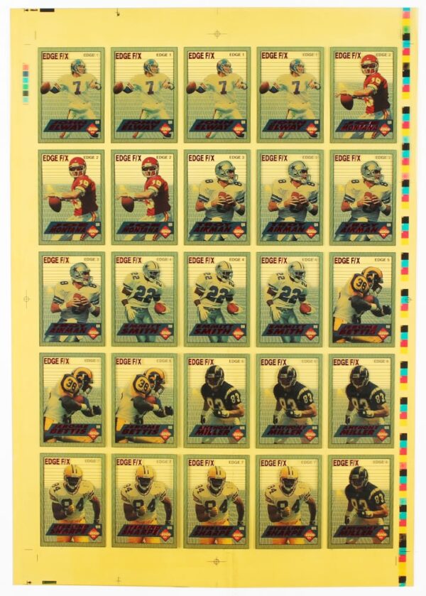1994 EDGE FX NFL Un-Cut Exclusive Redemption Sheet 25-Cards 7-Players ...
