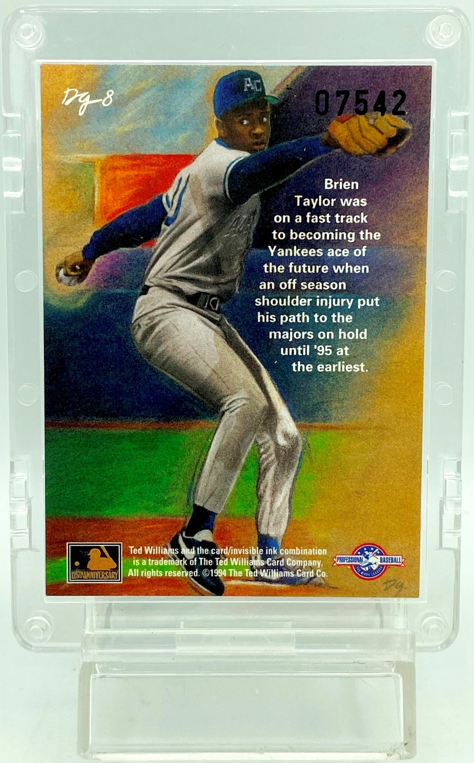 Vintage 1994 Ted Williams Card Company Brien Taylor Insert Card #DG8 ...